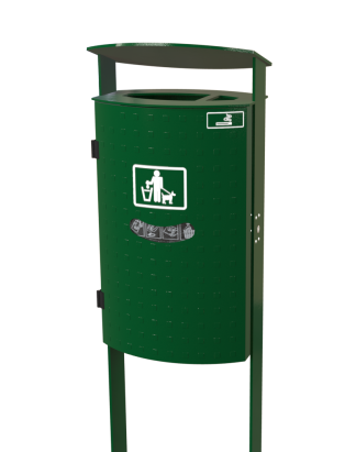 7092-86, 7092-87 Stand garbage collector with oblique hood in burl ...